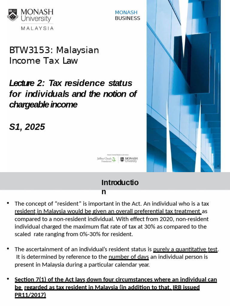Individual tax residency and chargeable income | PDF | Tax Deduction ...