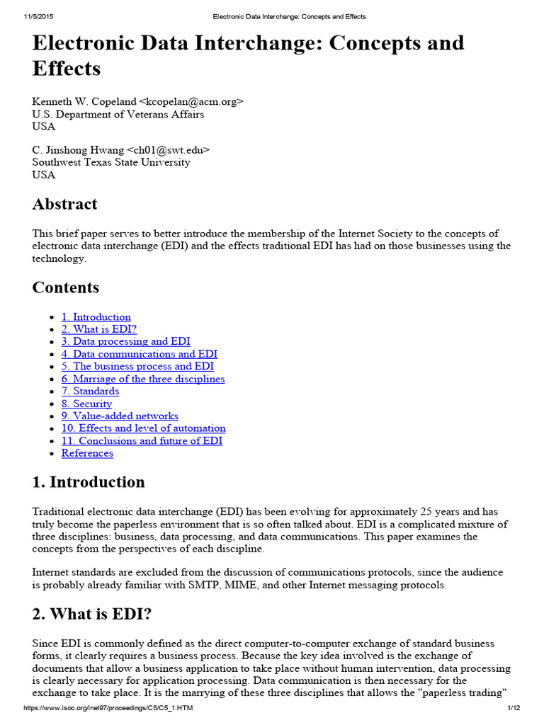 Electronic Data Interchange - Concepts and Effects | PDF | Electronic Data Interchange | Public ...