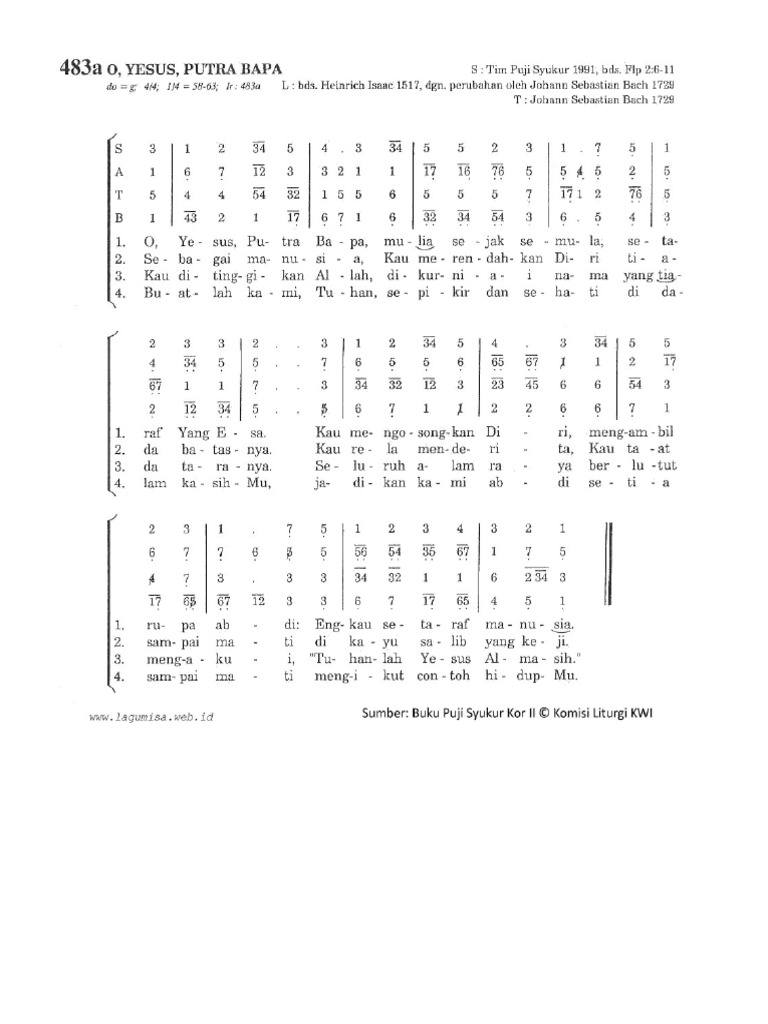 PS 483 O Yesus, Putra Bapa | PDF