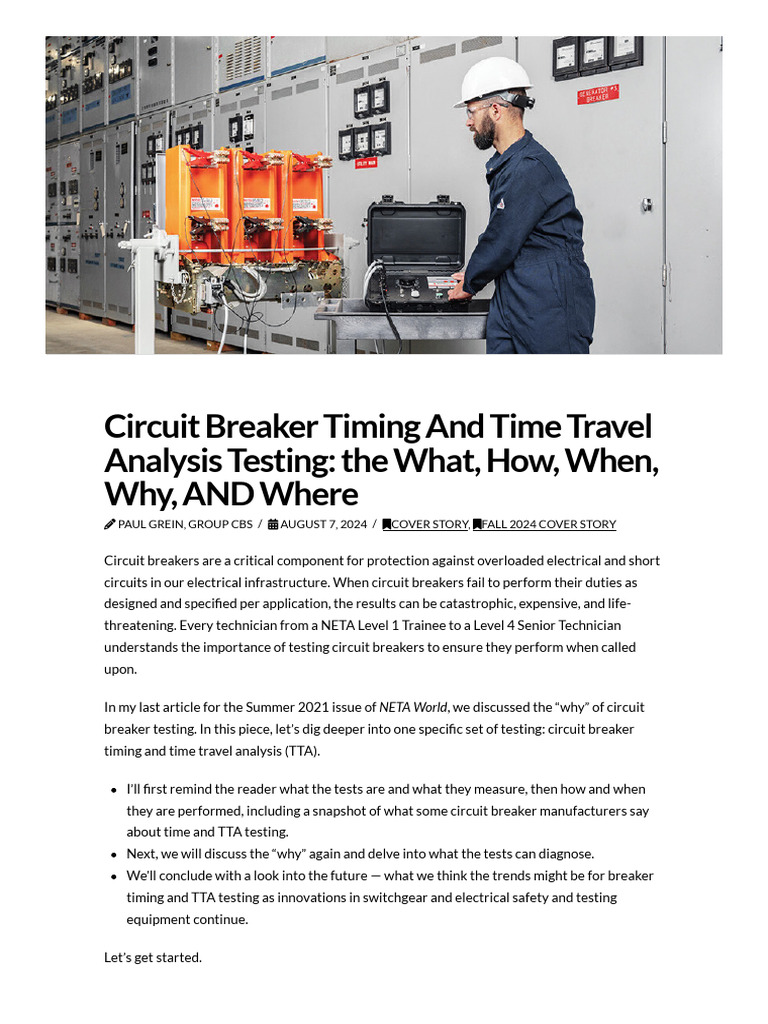 Circuit Breaker Timing and Time Travel Analysis Testing - The What, How ...