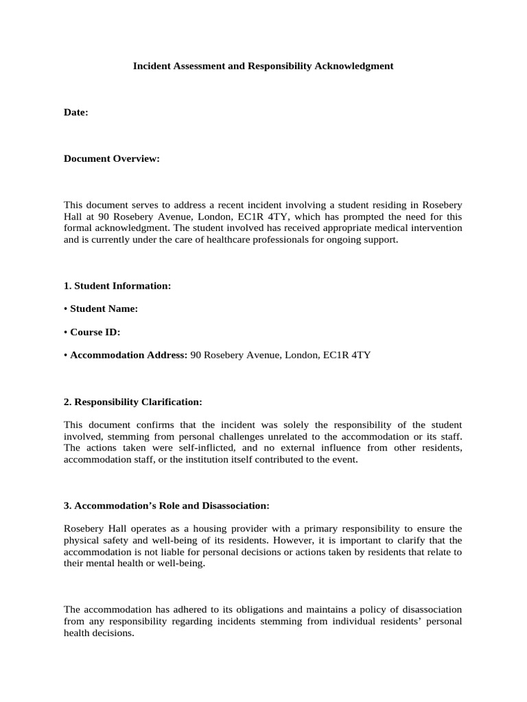 Incident Assessment and Responsibility Acknowledgment | PDF | Substance ...