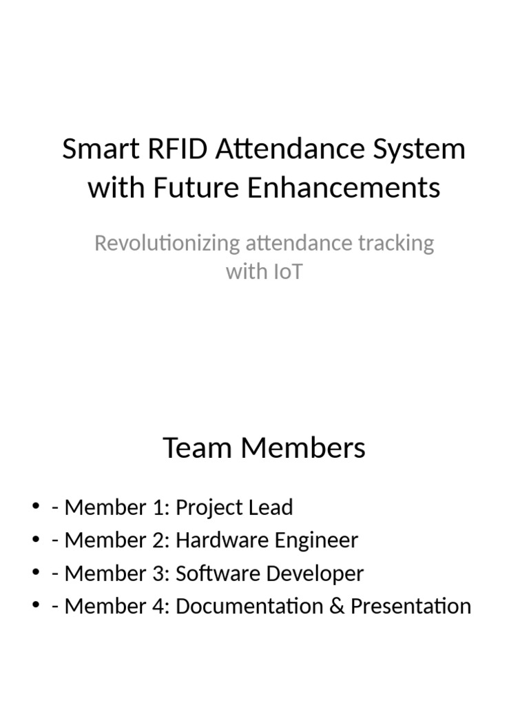 Smart RFID Attendance Project | PDF