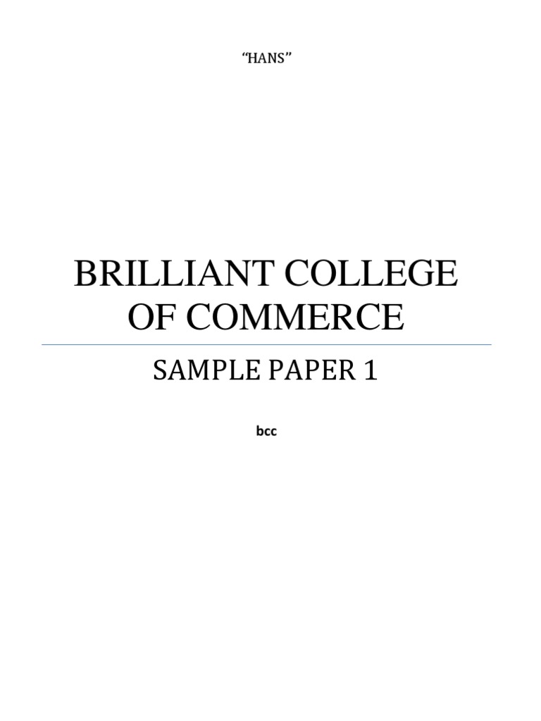 Brilliant College Sample Paper 1 | PDF | Business | Career & Growth