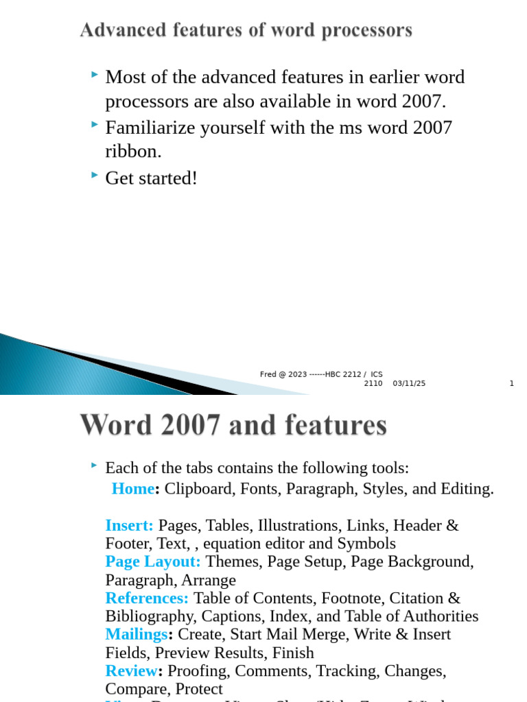 Topic 8-Advanced features of word processors | PDF | Microsoft Word ...