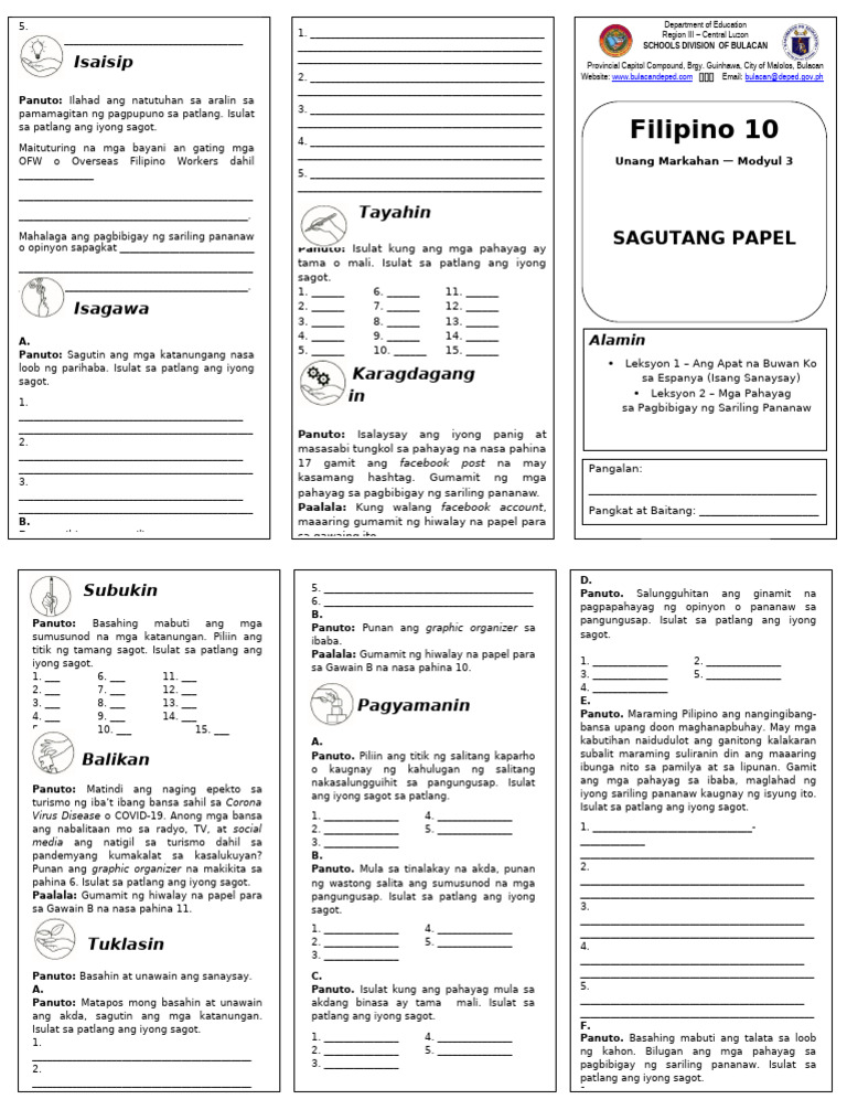 Filipino 10 Finalized SP 3 | PDF