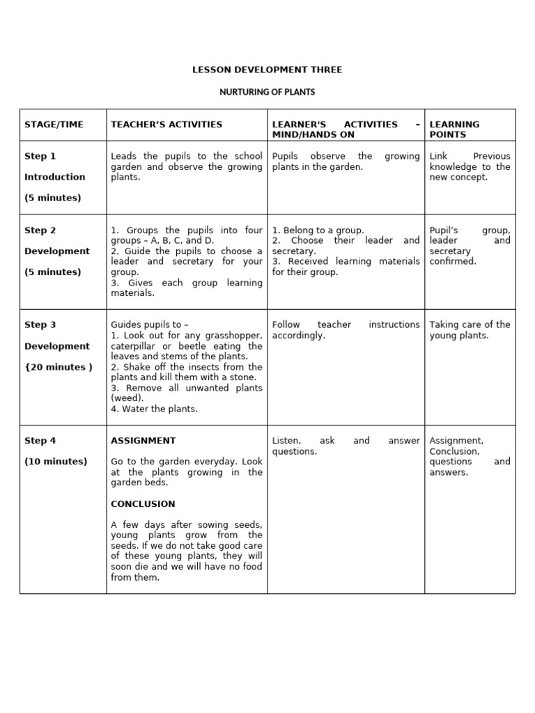 Plant Nurturing Lesson Plan | PDF