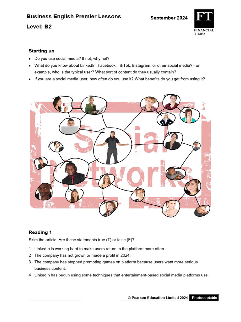 Business English Premier Lesson B2 September 2024 | PDF | Linked In ...