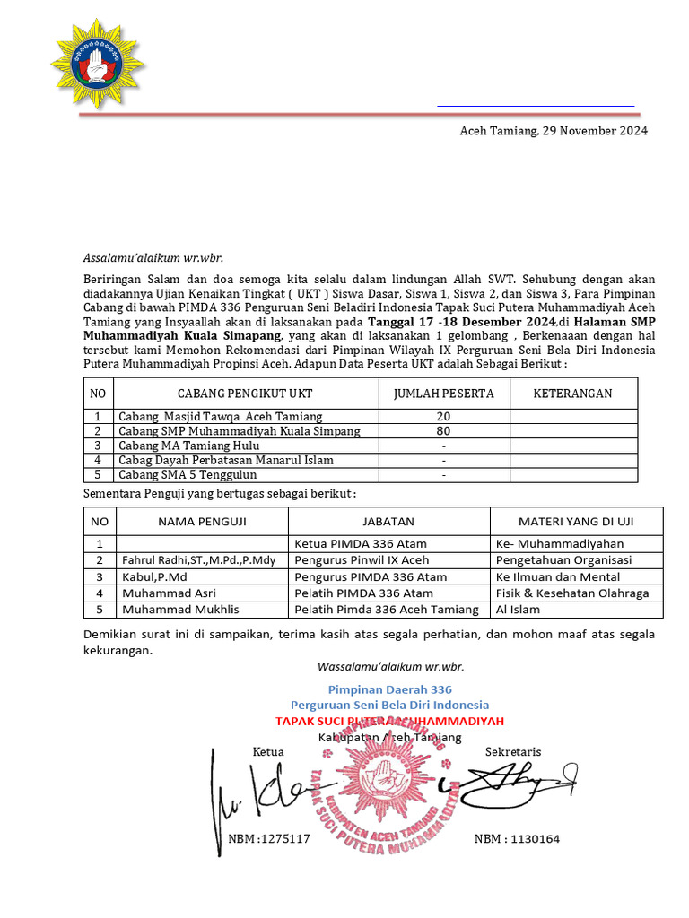 SURAT PERMOHONAN REKOMENDASI UKT 2024 | PDF