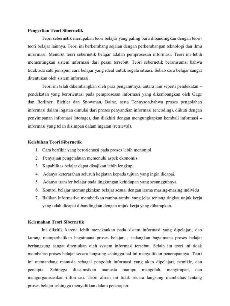 Teori Sibernetik | PDF | Sains & Matematika