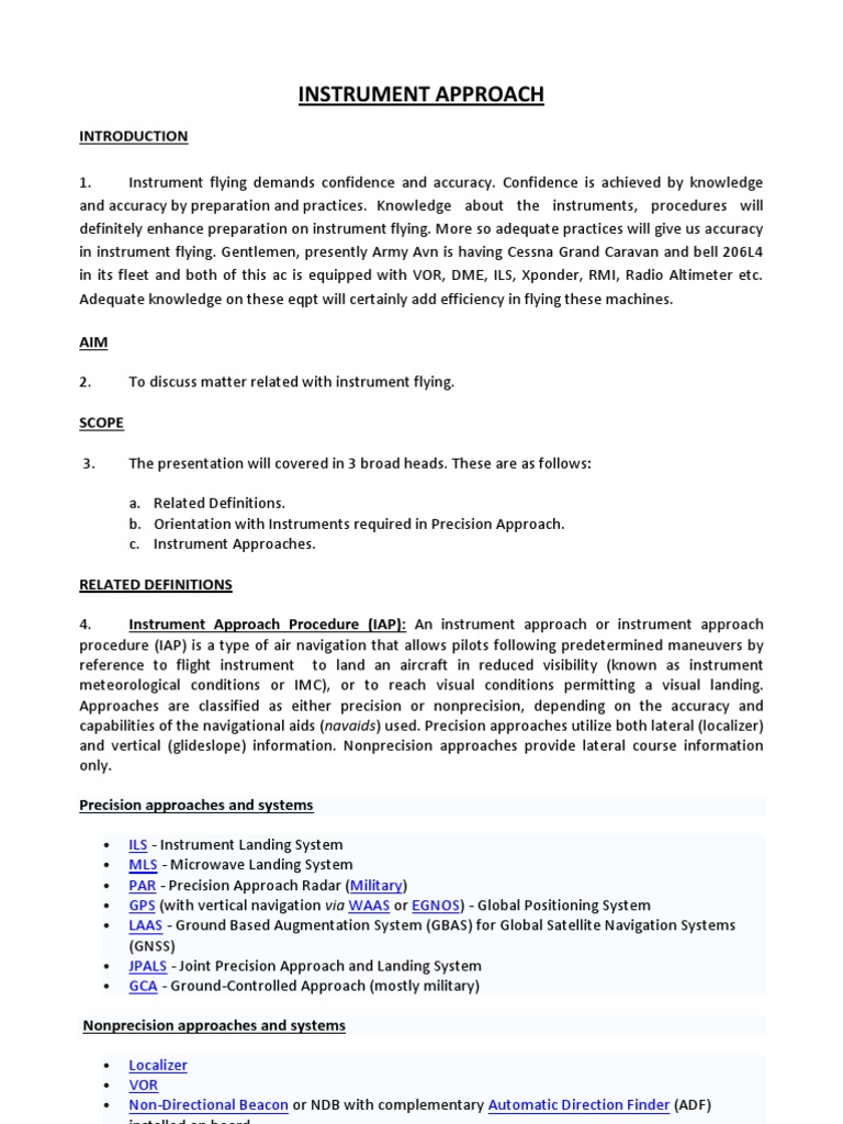 Instrument Approach: ILS MLS PAR Military GPS Waas Egnos Laas Jpals GCA ...