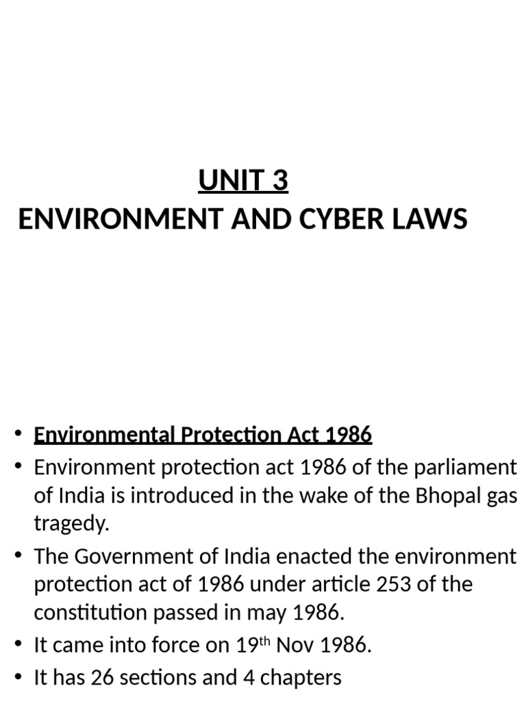 Environmental and Cyber Laws Overview | PDF | Pollution | Water