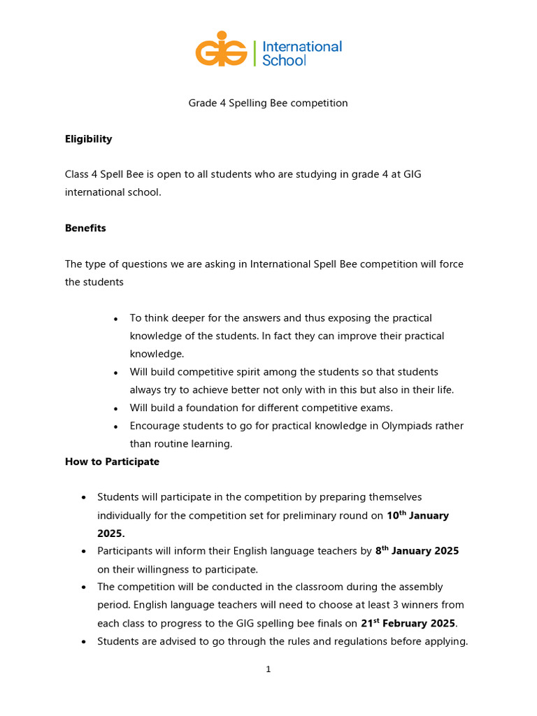 CLASS 4 SPELLING BEE | PDF