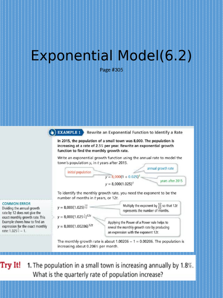 Exponential Model (6.2) : Page #305 | PDF