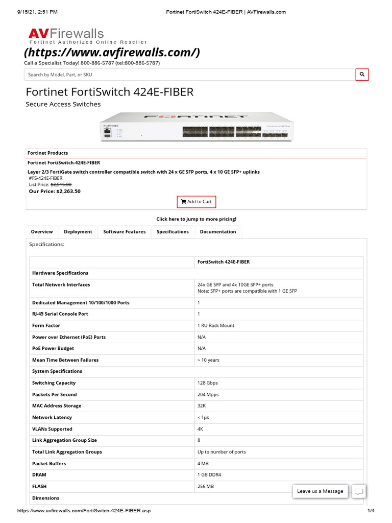 Fortinet FortiSwitch 424E-FIBERcom | PDF | Network Switch | Ethernet