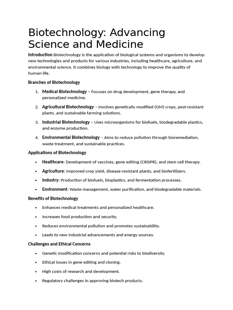 Biotechnology: Innovations in Health & Environment | PDF