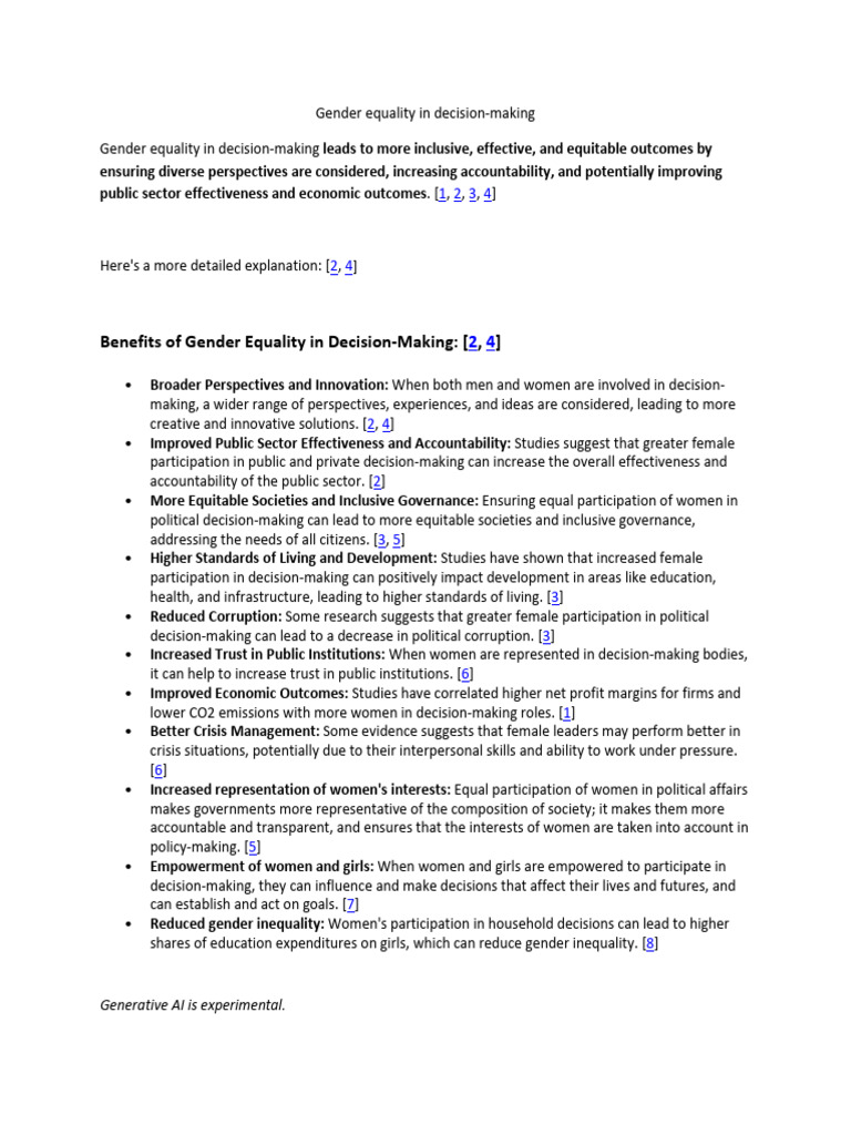 Gender Equality and Decision-Making | PDF | Accountability | Decision ...