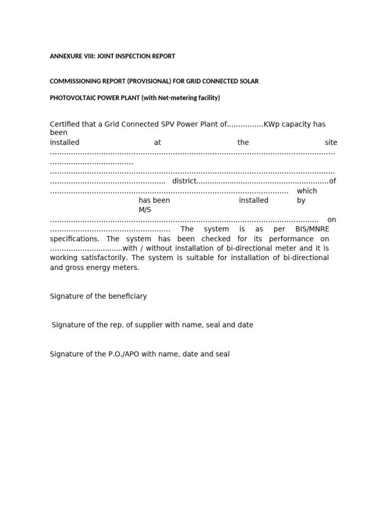 Joint Inspection Report | PDF