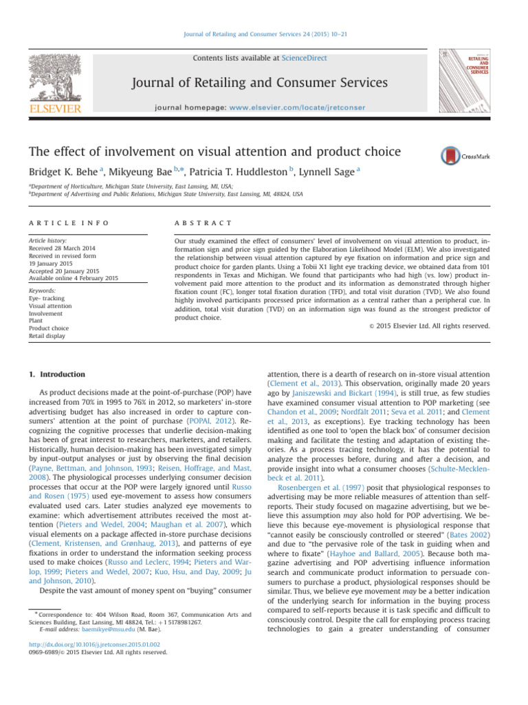 Involvement's Impact on Visual Attention | PDF | Factor Analysis ...
