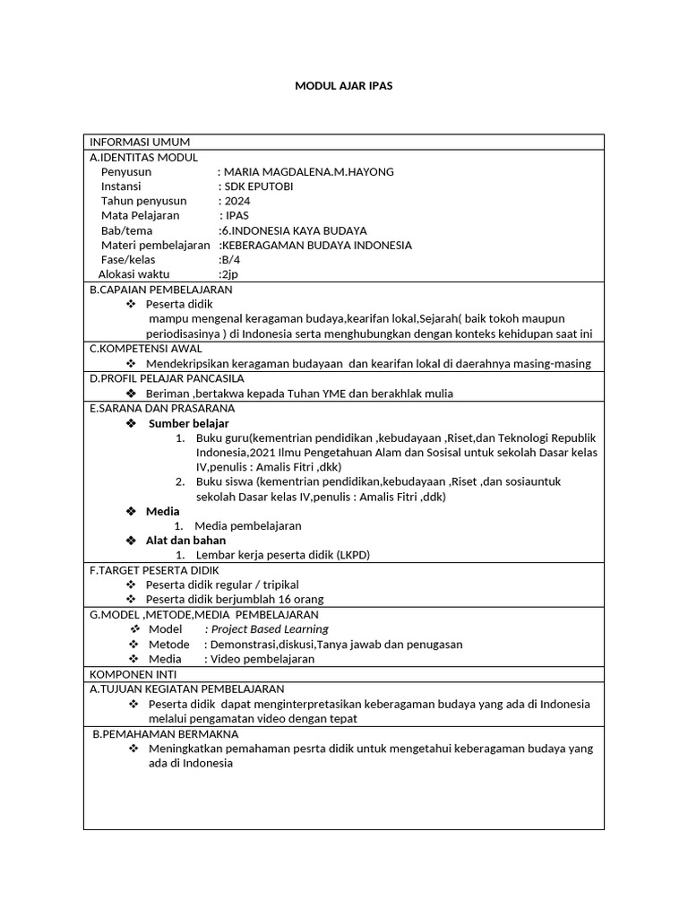 Modul Ajar Ipas | PDF