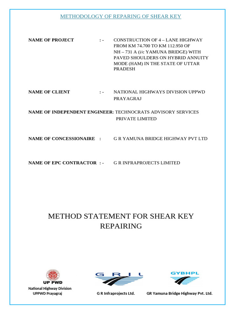 Methodology of Shear Key Repairing | PDF | Concrete | Safety