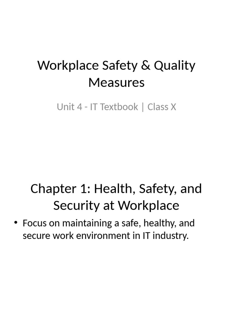 Workplace Safety and Quality Measures | PDF | Occupational Safety And ...