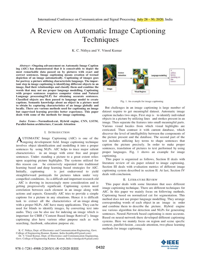 Automatic Image Captioning Techniques | PDF | Image Segmentation | Computing