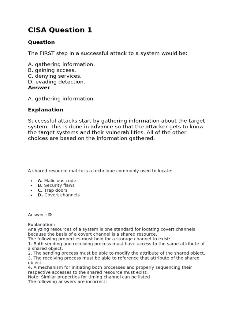 CISA Question 1 - 2 - Explenation - 1 | PDF