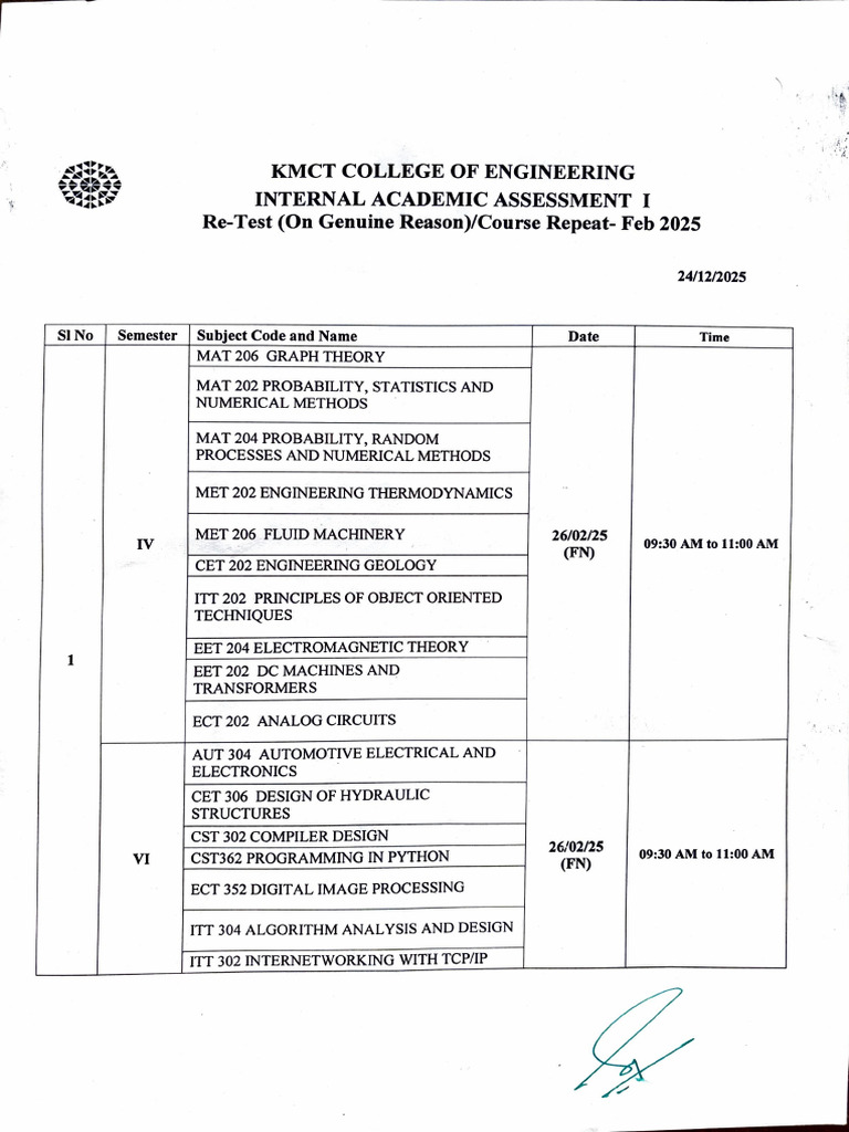 CET Re-Test Schedule February 2025 | PDF | Engineering | Mechatronics