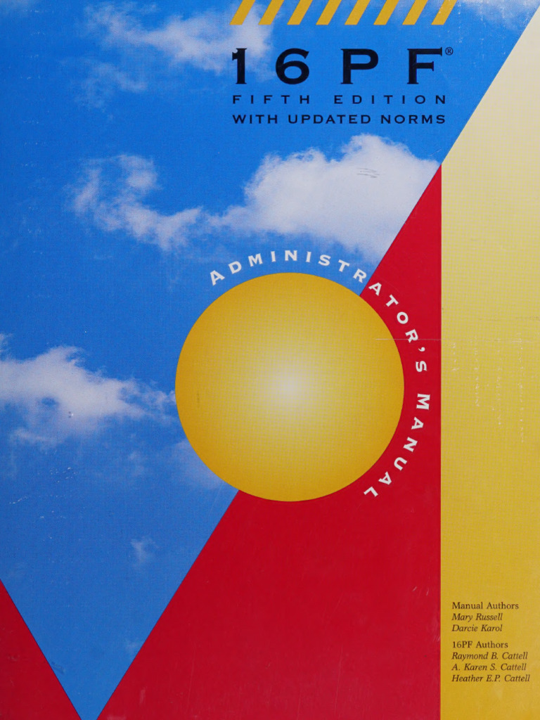 The 16PF Fifth Edition Administrators Manual With Updated Raymond B Cattell a Karen S Cattell ...