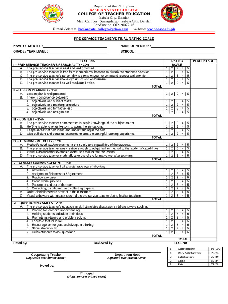 Pre-Service Teacher Evaluation Scale | PDF | Teachers | Teaching Method