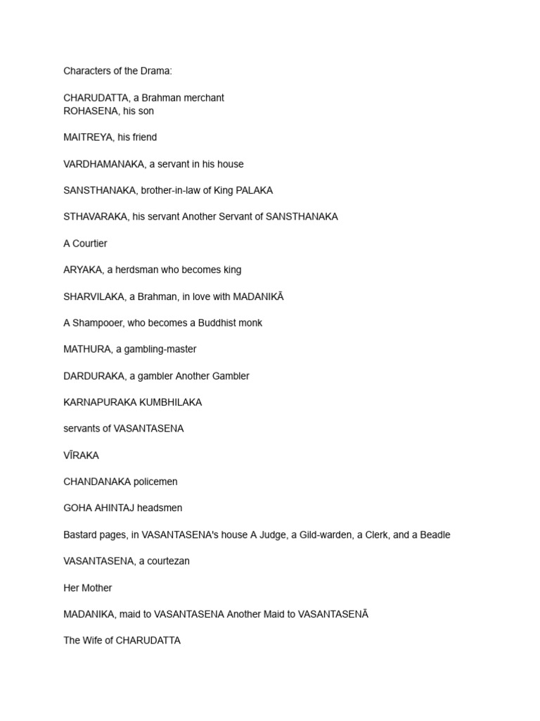 Characters Mricchakatika | PDF