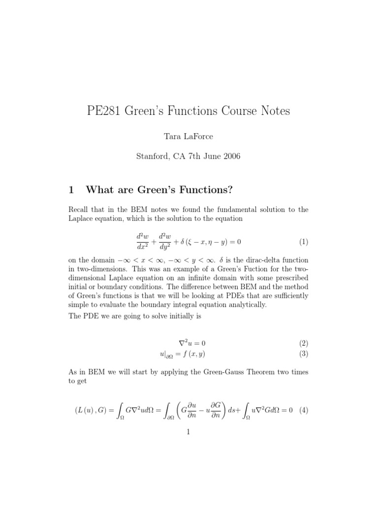 PE281 Green's Functions Course Notes | PDF | Green's Function | Partial ...