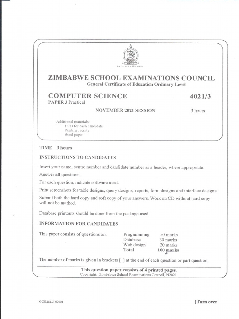 2021computer Science p3 | PDF