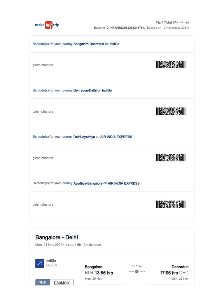 ETicket NF2AB8C984265348762 | PDF | Identity Document | Transport