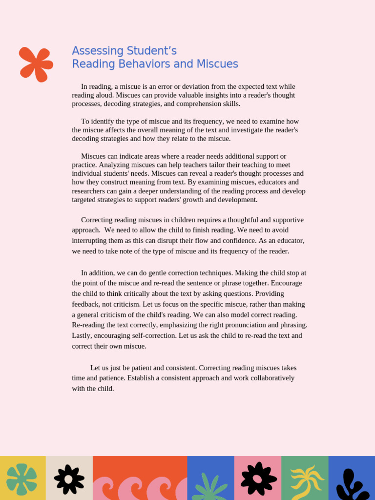 Analyzing Reading Miscues in Students | PDF