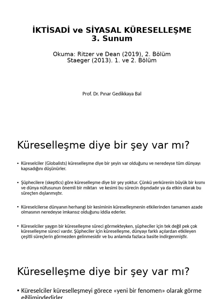 3 Sunum Iktisadi Ve Siyasal Kuresellesme | PDF