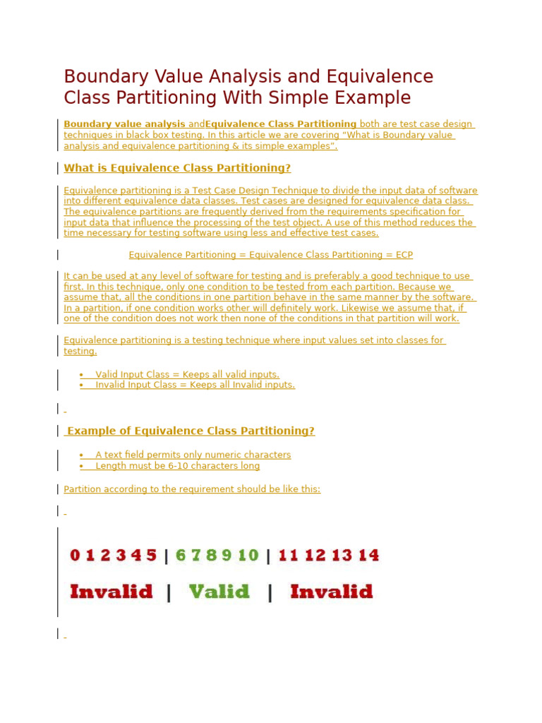 Boundary Value & Equivalence Partitioning Guide | PDF | Computer ...