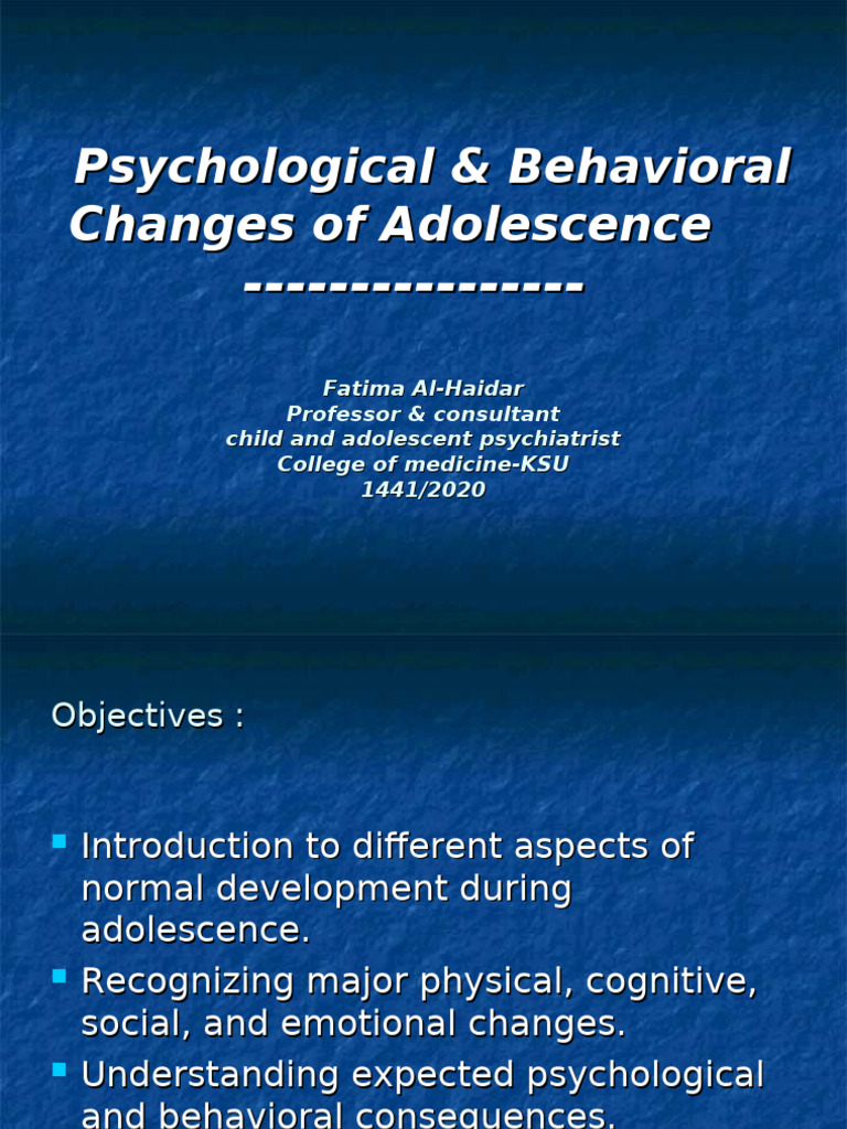 Psychological Changes in Adolescence | PDF