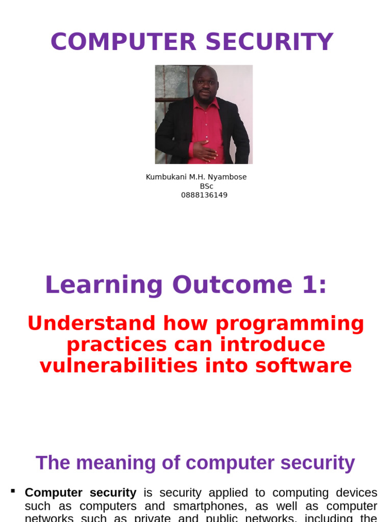 Computer Security One | PDF | Denial Of Service Attack | Public Key Cryptography