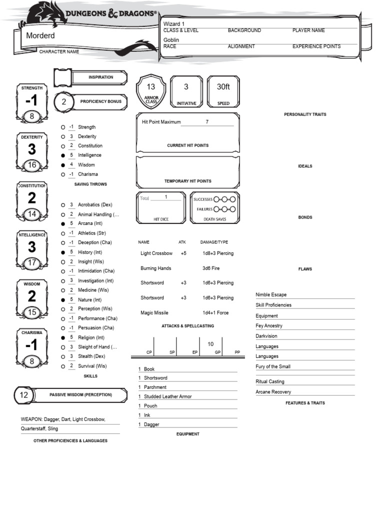 Morderd - Roll20 Characters | PDF