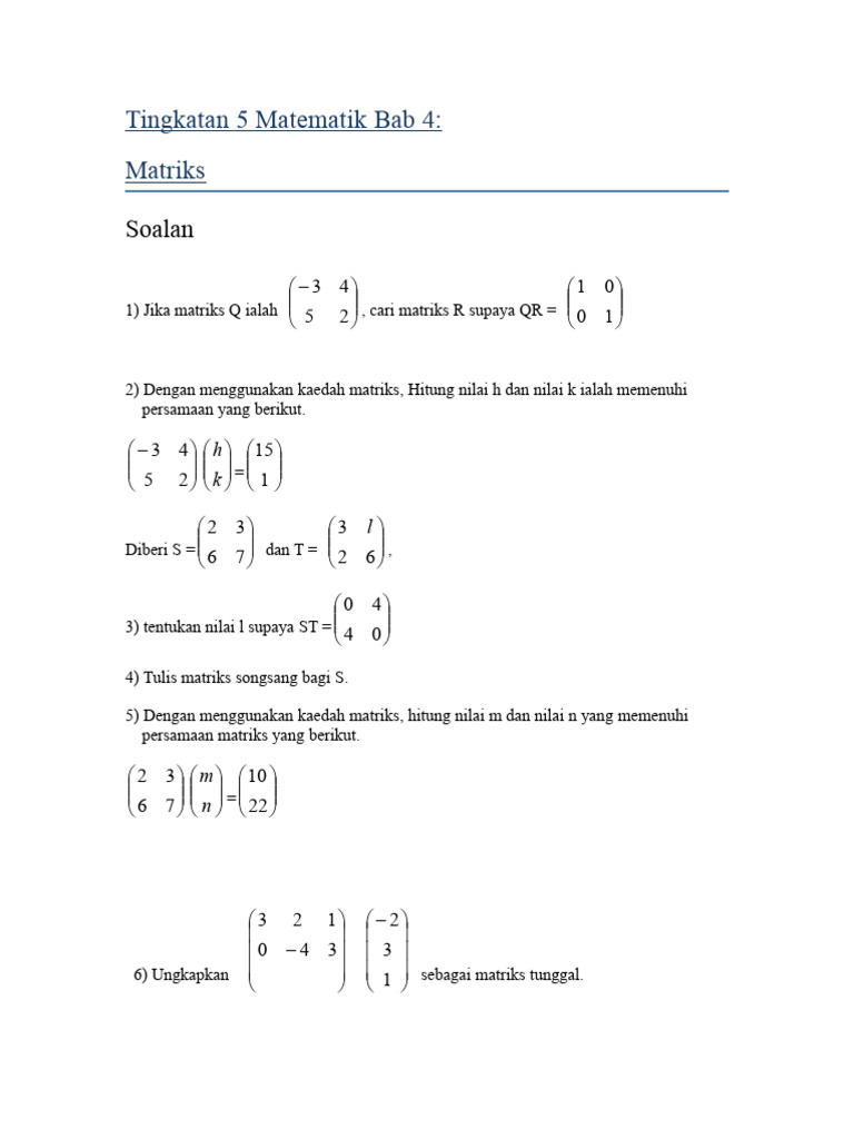 Tingkatan 5 Matematik Bab 4 | PDF