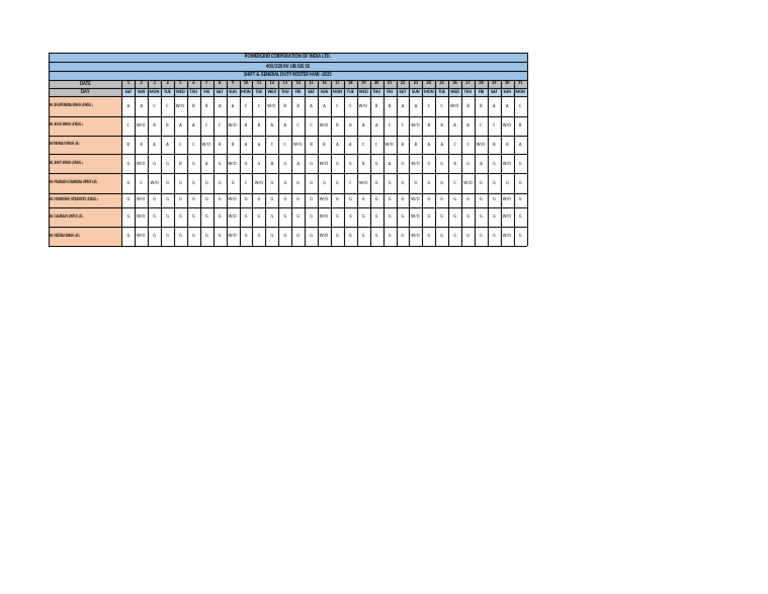Shift Roster Mar 2025 | PDF