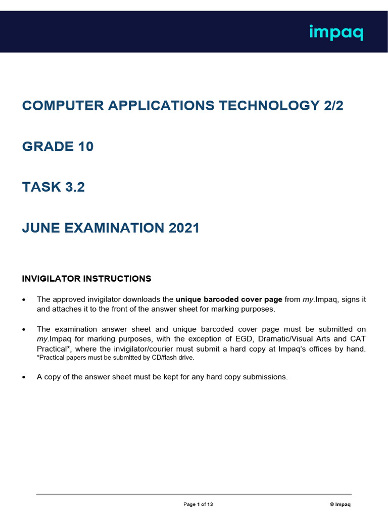 2021-CAT-Grade 10-June Exam - Paper 2 | PDF | Printer (Computing ...