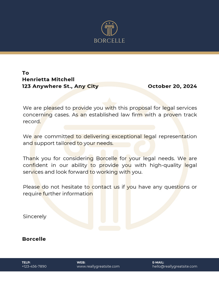 Borcelle: To Henrietta Mitchell 123 Anywhere ST., Any City October 20 ...