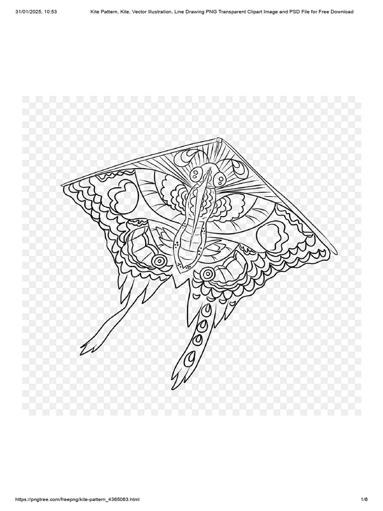 Kite Pattern, Kite, Vector Illustration, Line Drawing PNG Transparent ...