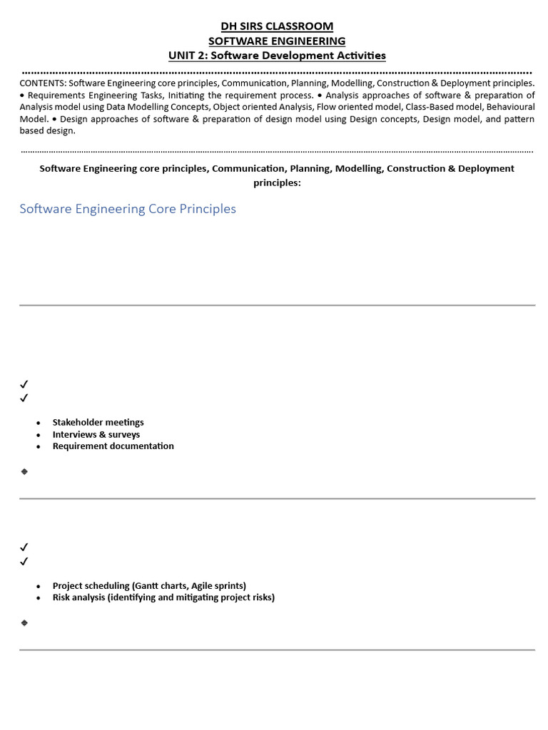 SE - UNIT-2 - Software Development Activities (DH SIRS CLASSROOM) | PDF | Class (Computer ...