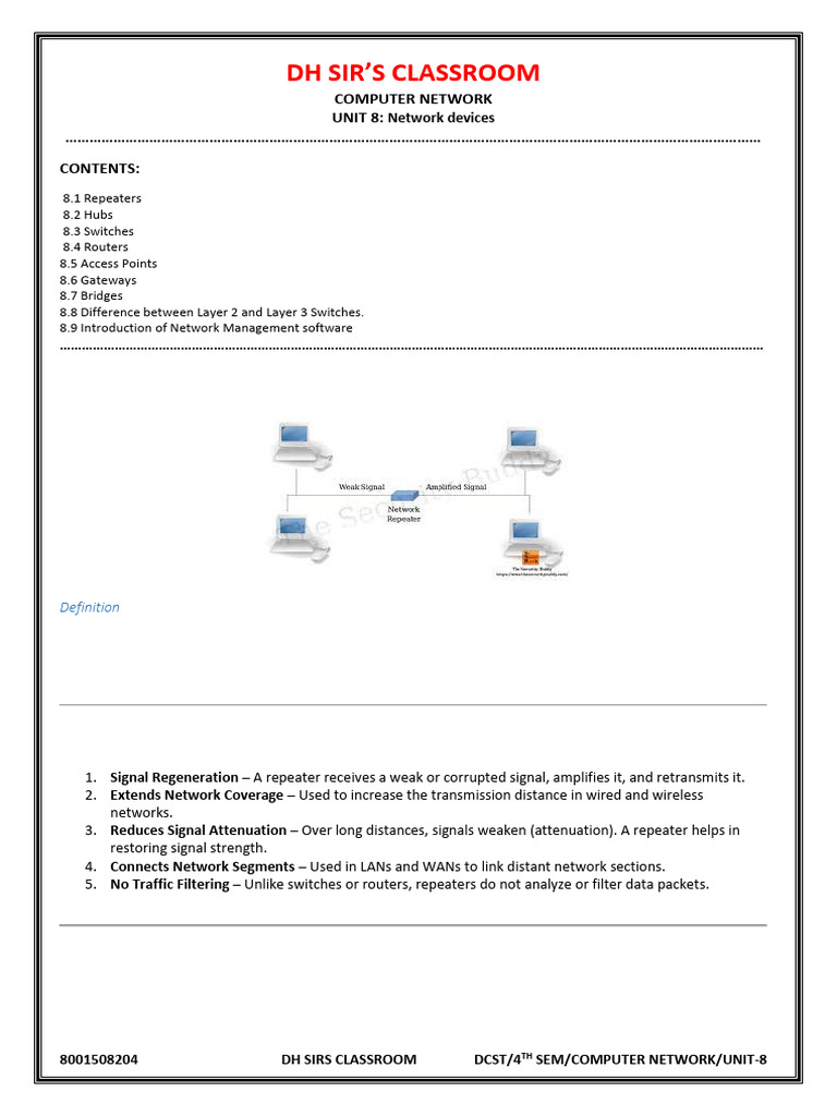 CN - Unit-8 - DCST - 4TH Sem - DH Sirs Classroom | PDF | Computer Network | Network Switch