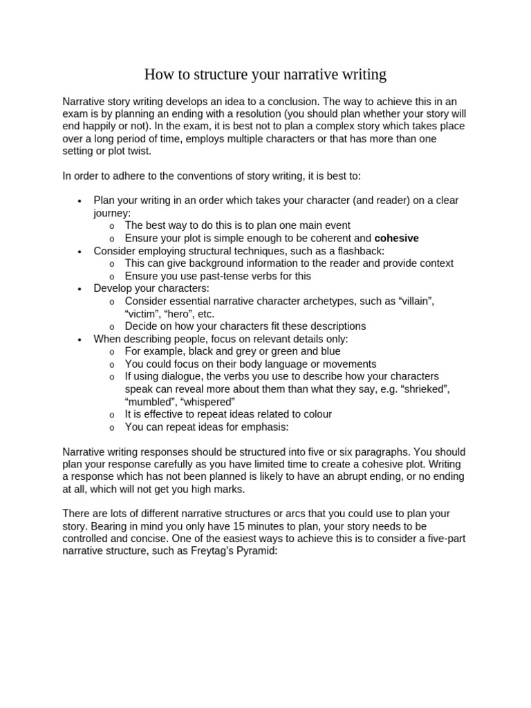 How To Structure Your Narrative Writing | PDF | Narrative | Plot ...