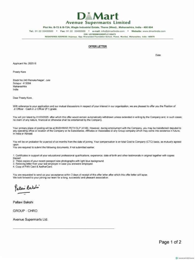 Offer Letter | PDF