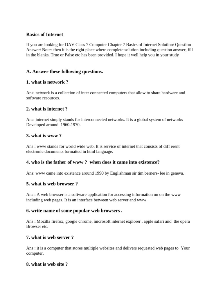 Basics of Internet Notes | PDF | World Wide Web | Internet & Web